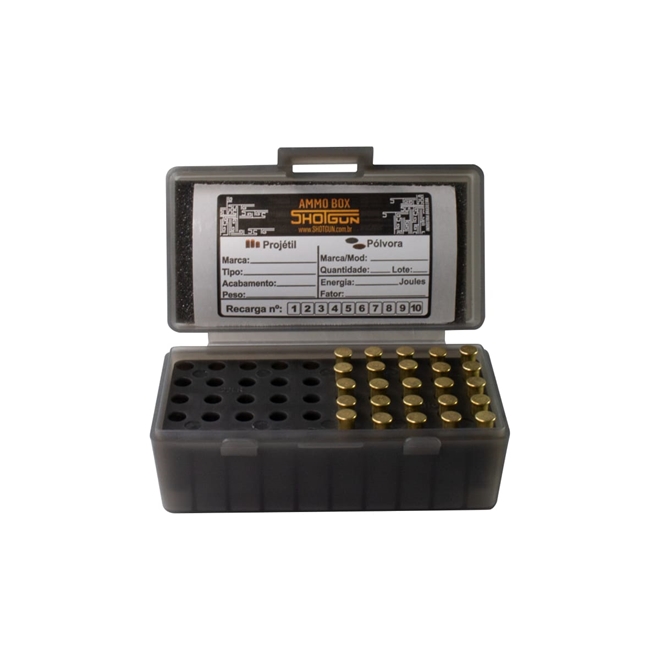 Caixa para 50 Munições Shotgun Calibre .38 / .357 | SK Store Caixa para 50 Munições Shotgun Calibre .38 / .357 | SK Store
