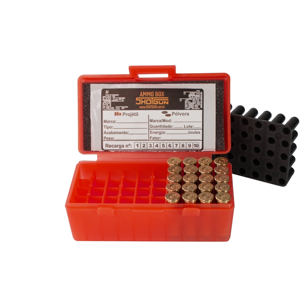 Caixa para 50 Munições Shotgun Calibre .38 / .357 | SK Store Caixa para 50 Munições Shotgun Calibre .38 / .357 | SK Store
