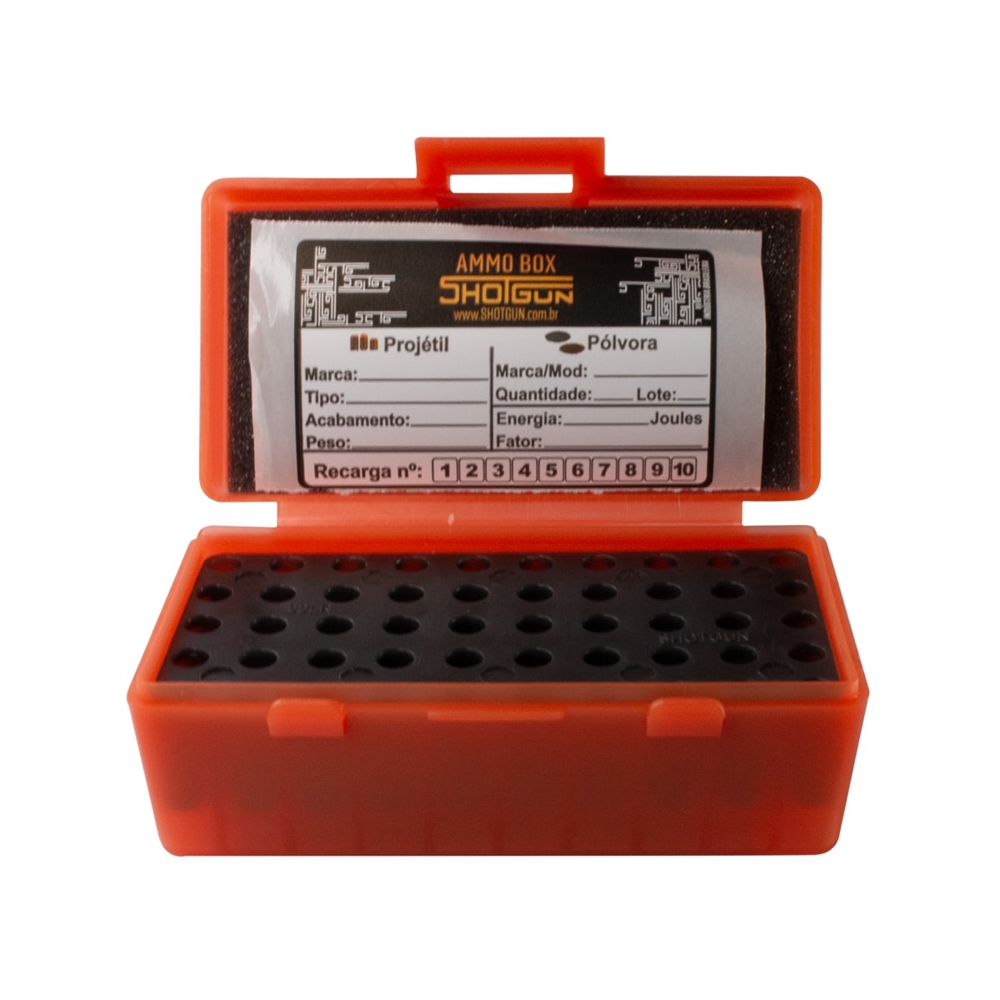 Caixa para 50 Munições Shotgun Calibre .38 / .357 | SK Store Caixa para 50 Munições Shotgun Calibre .38 / .357 | SK Store