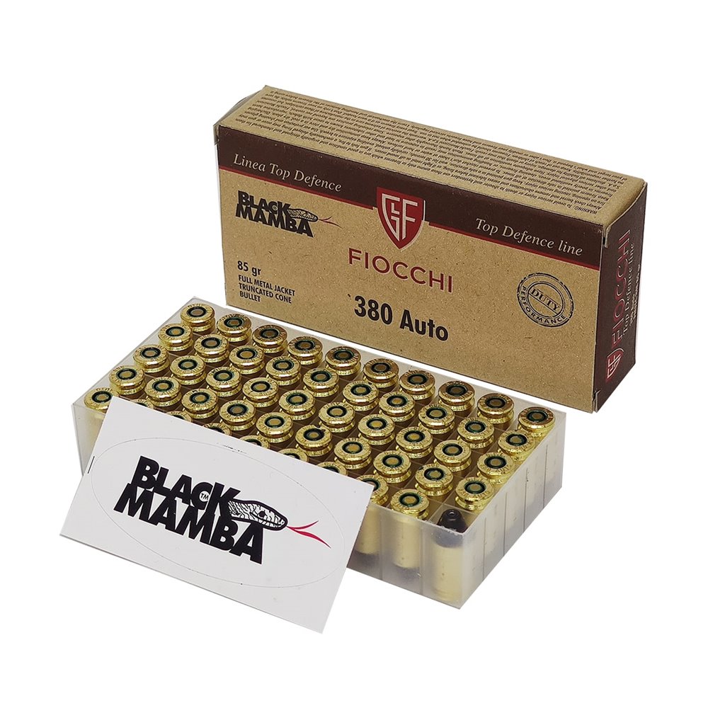 Munição Fiocchi Calibre .380 Auto FMJTC 85gr Black Mamba Caixa 50un ...