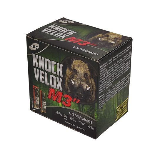 Cartucho CBC Calibre 12 Câmara 76,2mm Knock Velox M3 SG Caixa 25un | SK ...