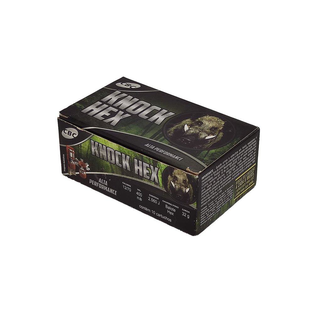 Cartucho CBC Calibre 12 Câmara 70mm Knock Hex Balote Caixa 10un | SK Store